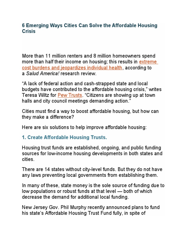 8 Ways To Reduce Housing Cost | PDF | Affordable Housing | Municipal Bond