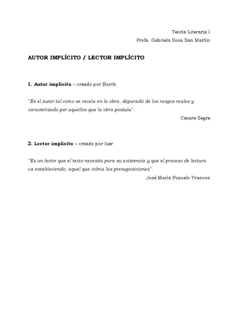 2021 Definición de Autor Implícito y Lector Implícito | PDF