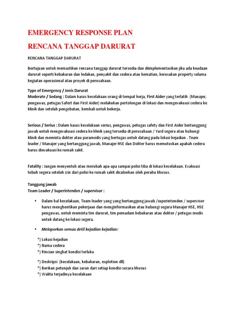 Emergency Response Plan PDF | PDF