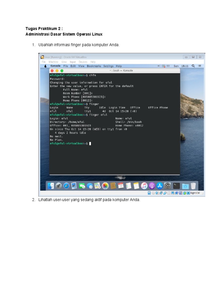 Tugas Praktikum Administrasi Dasar Sistem Operasi Linux1 SAEFUL | PDF | Komputer