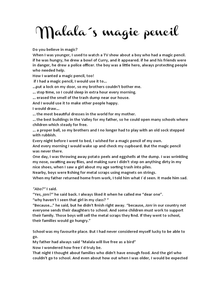 Malala S Magic Pencil | PDF