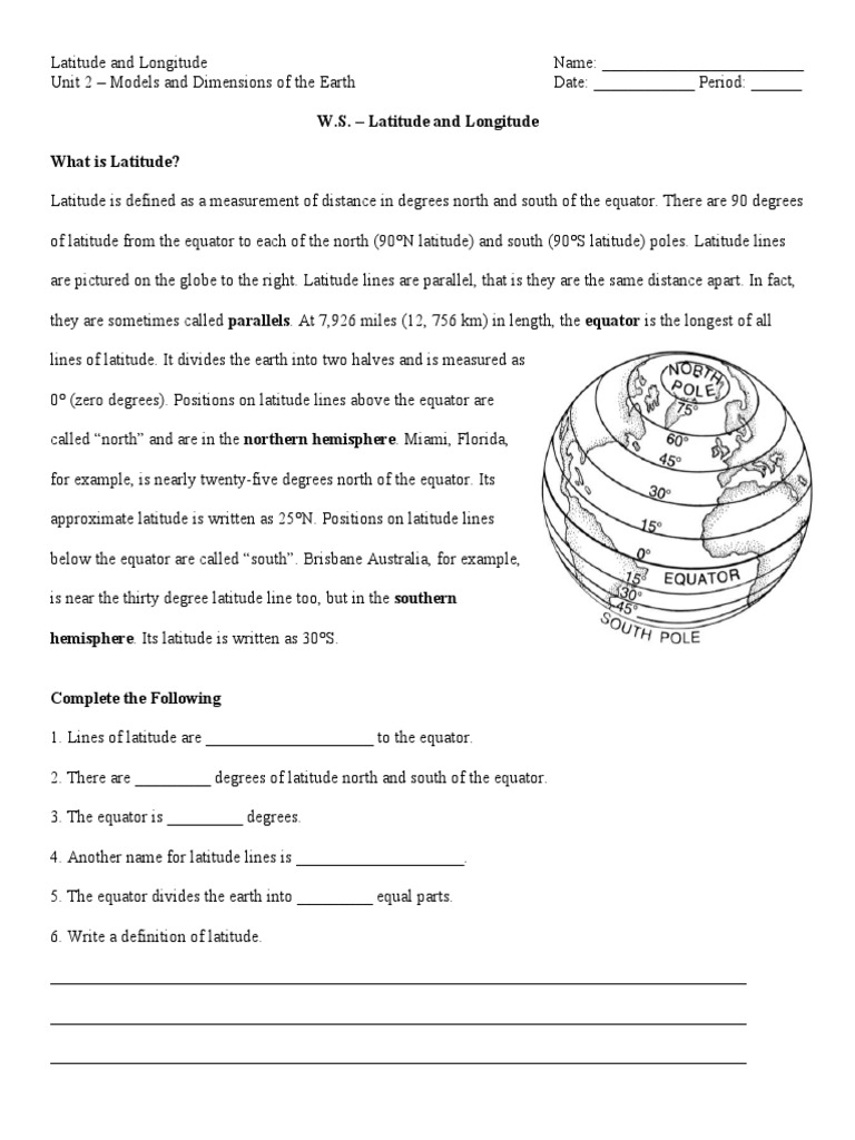 Understanding Latitude And Longitude Worksheet Longitude And Latitude
