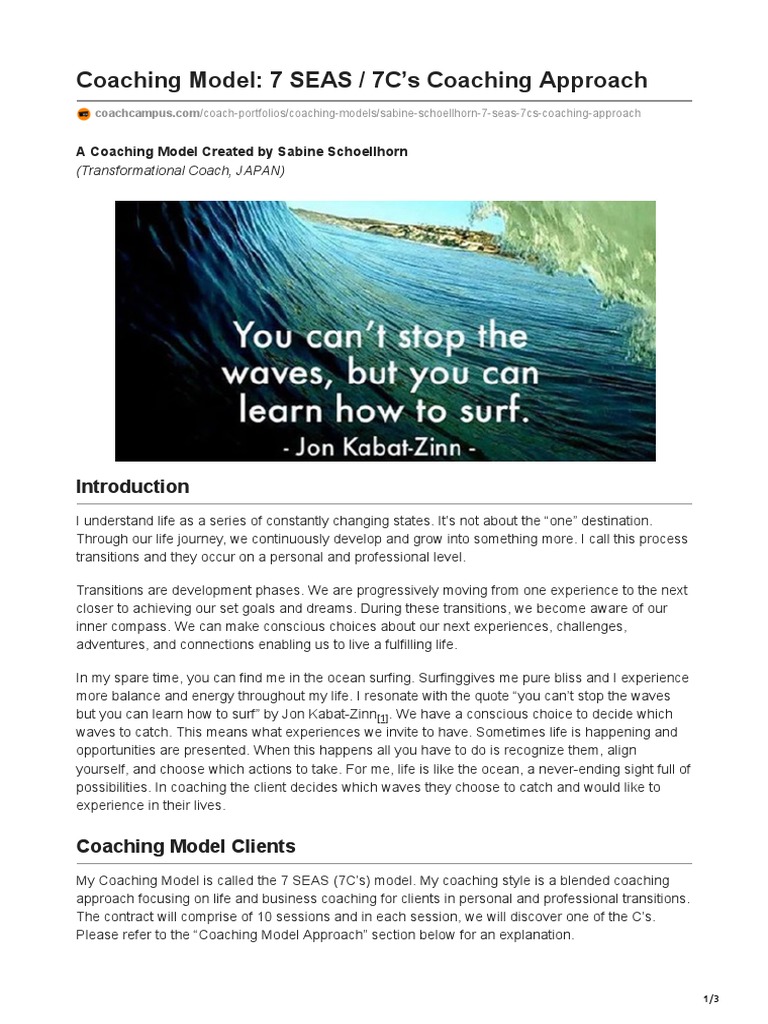 7C's Coaching Model for Leaders | PDF | Goal | Mind