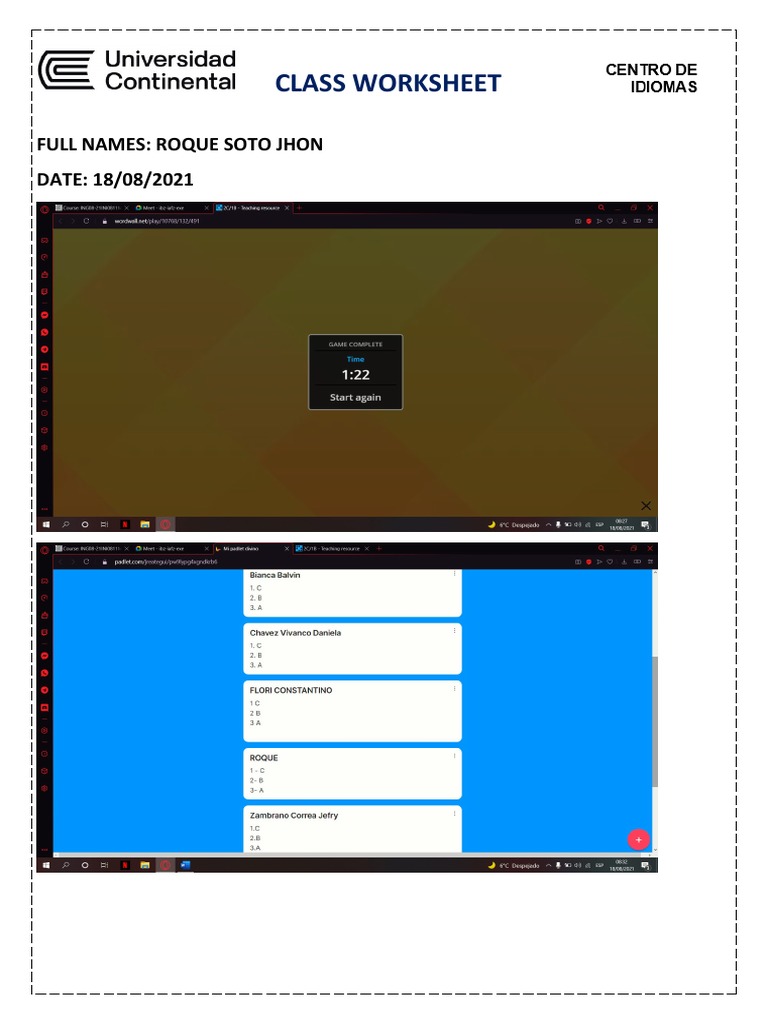 Formato de Worksheet | PDF | Language Arts & Discipline | Foreign ...