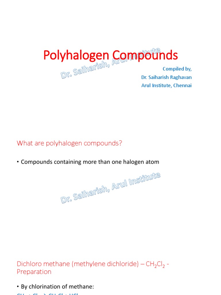 Notes For Polyhalogen Compounds | PDF | Chlorofluorocarbon | Chloroform