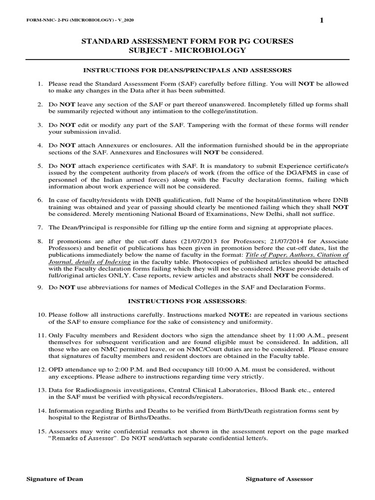 NMC Standard Assessment Form: Microbiology | PDF | Emergency Department ...