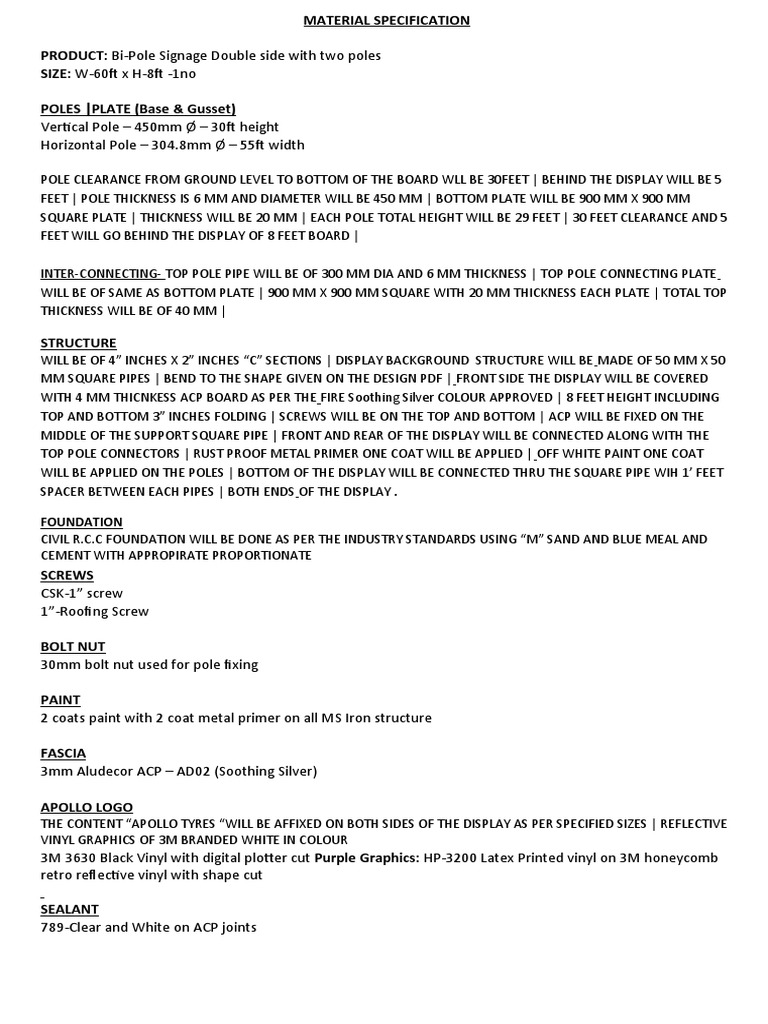 Material Specification | PDF