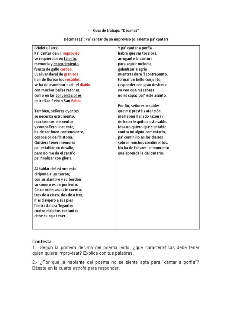 Guía de Trabajo Decimas | PDF