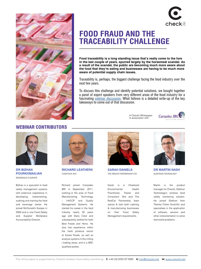 Food Fraud and The Traceability Challenge: Webinar Contributors | PDF | Supply Chain | Foods
