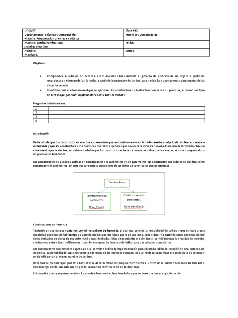 L Clase12 - POO - B Herencia, Constructores y Destructores Octubre 6 2021 | PDF | Programación ...