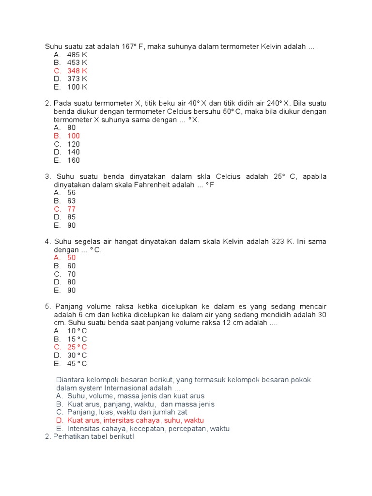 000 Kumpulan Latihan Soal Tentang Termometer | PDF