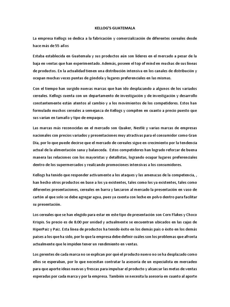 Caso Kellog | PDF | Producto (Negocio) | Mercado (economía)