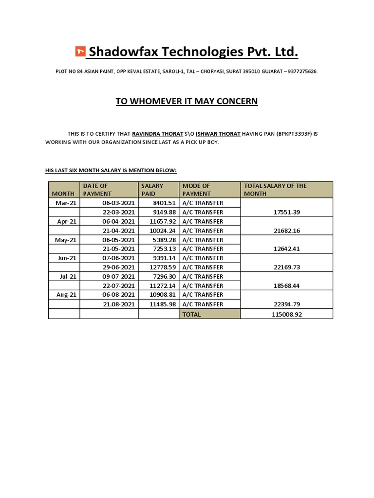 Shadowfax Technologies Pvt. LTD.: To Whomever It May Concern | PDF | Technology & Engineering
