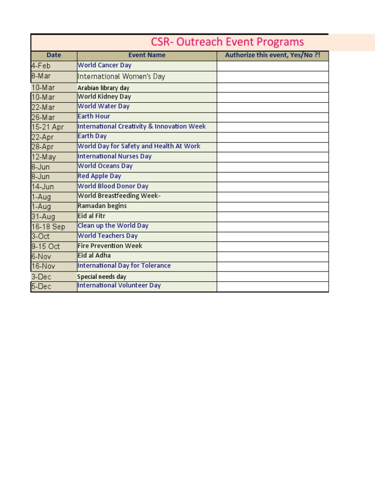 CSR Outreach Event Schedule 2023 | PDF | Science & Mathematics
