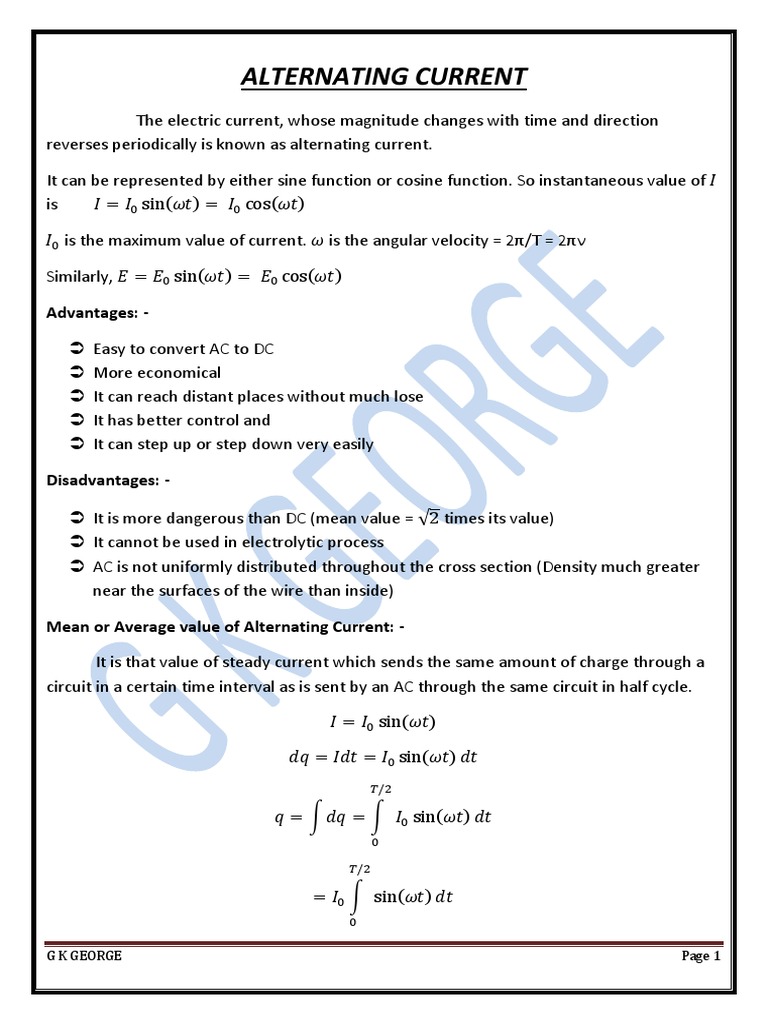 g.12 Physics Alternating Current | PDF | Inductor | Transformer