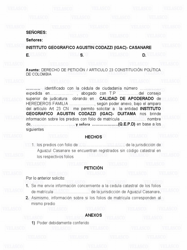 Solicitud de Información Catastral IGAC | PDF