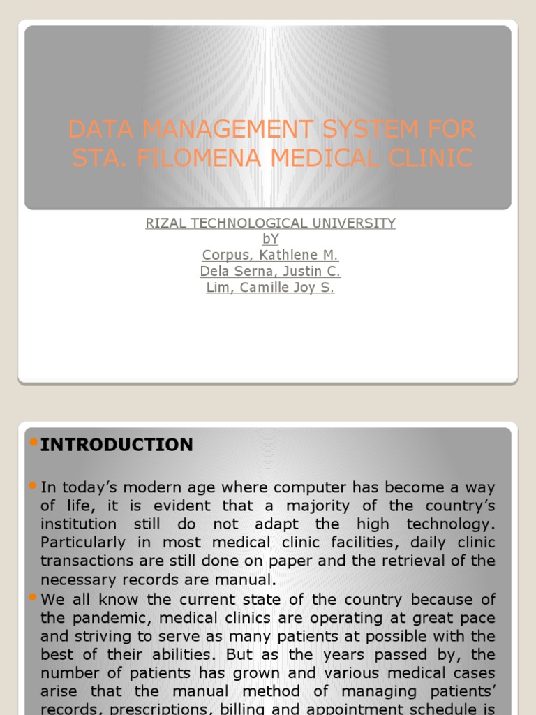 Data Management System For Sta. Filomena Medical Clinic | PDF ...