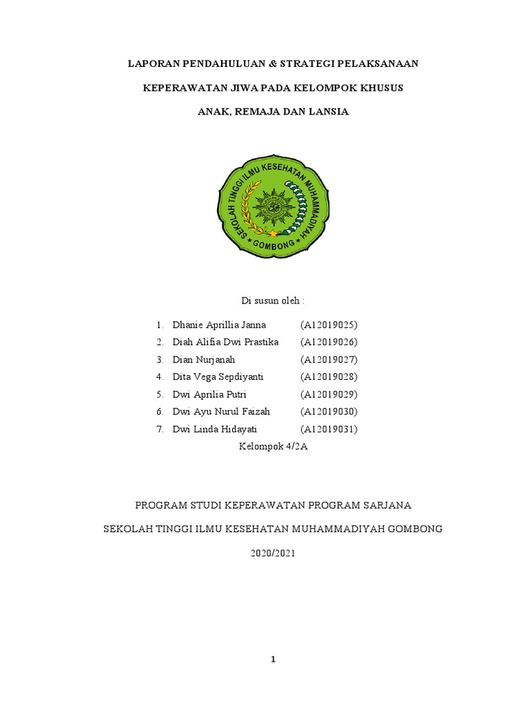 Laporan SP & LP Pada Anak, Remaja Dan Lansia (KELOMPOK 4) | PDF