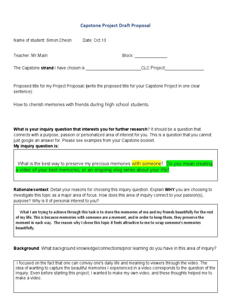 CLC 12 - Capstone Project Draft Proposal | Download Free PDF | Memory ...