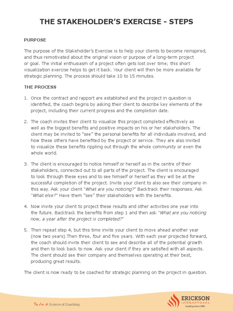 338 The Stakeholders Exercise - Steps | PDF