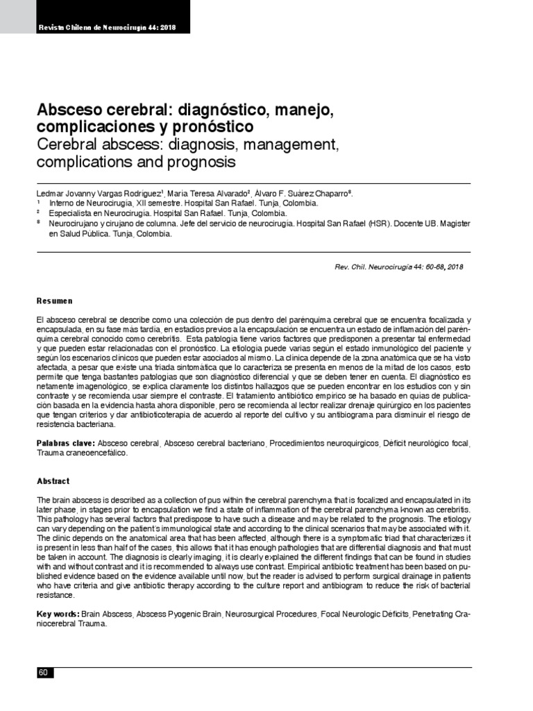 Absceso Cerebral: Diagnóstico y Manejo | PDF | Especialidades Medicas ...