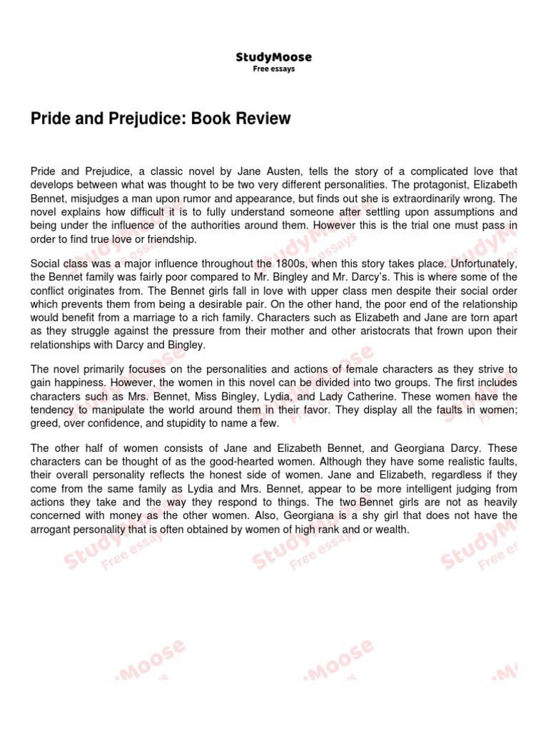 Pride and Prejudice Book Review | PDF | Pride And Prejudice | Mr. Darcy