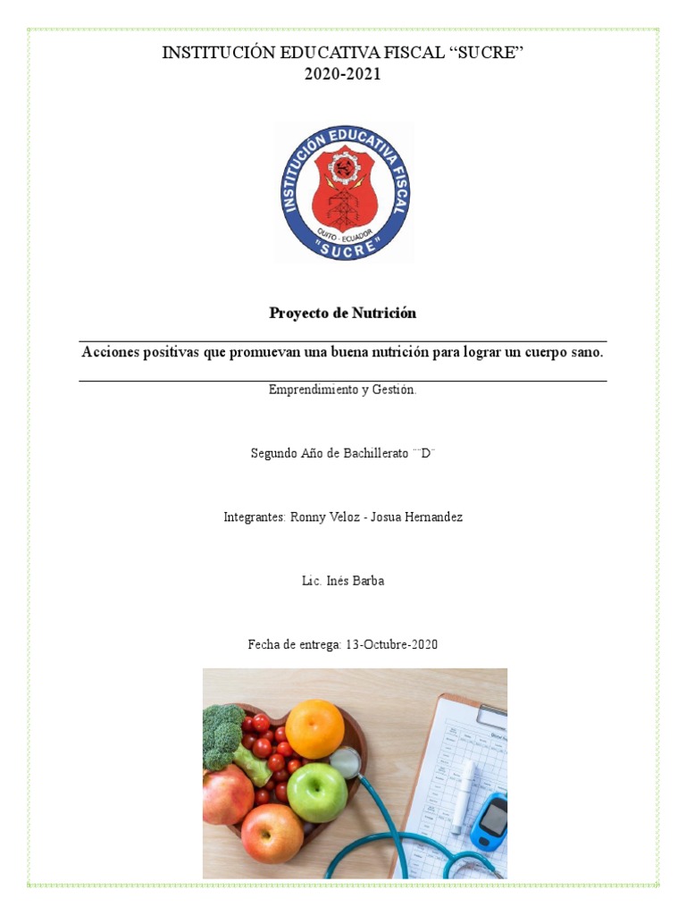 Proyecto Nutrición | PDF | Alimentos | Vegetales