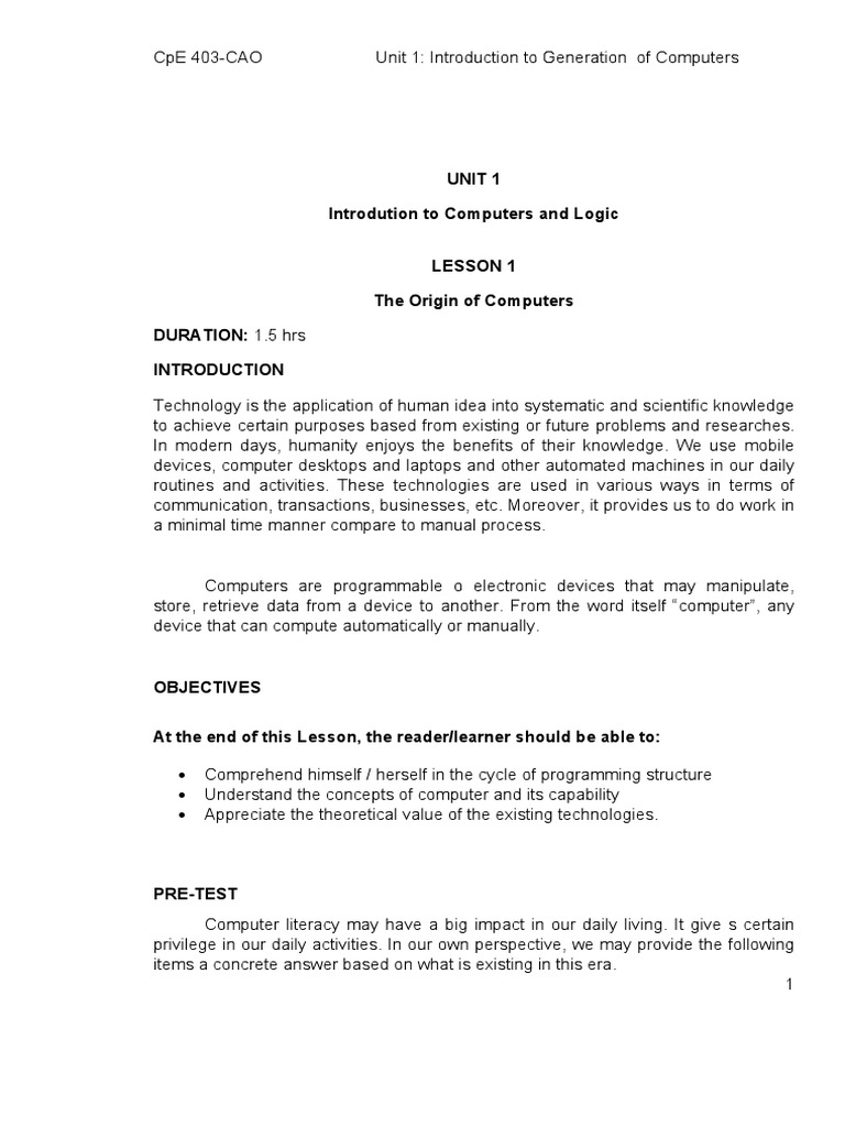 Unit 1 Introdution To Computers and Logic | Download Free PDF | Computer Data Storage | Computer ...