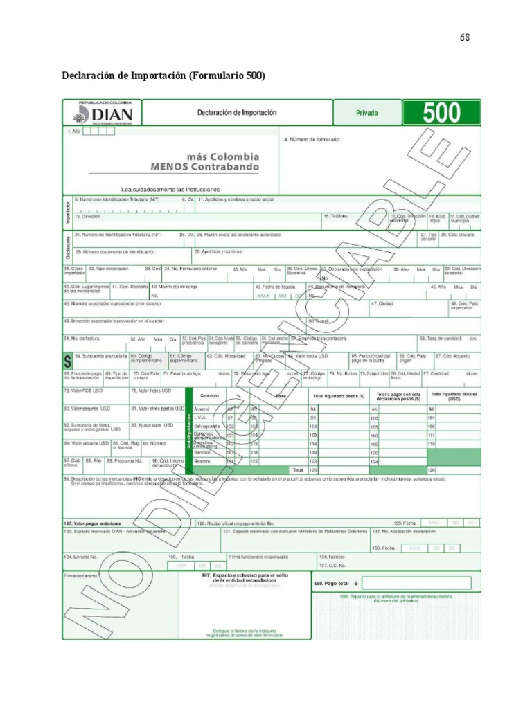 Declaración de Importación (Formulario 500) | PDF