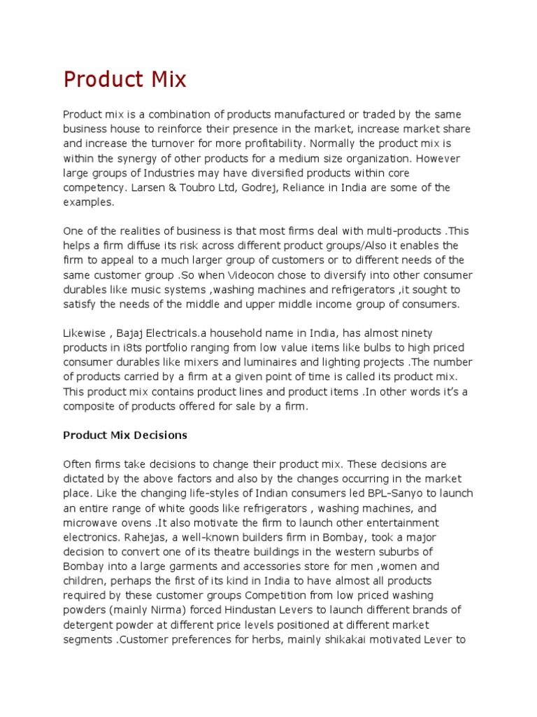 Product Mix | PDF | Brand | Marketing