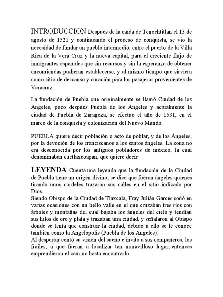 Fundación de Puebla en 1531 | PDF | Colonización española de las ...
