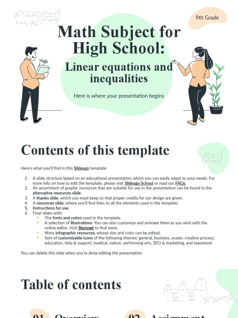Math Subject For High School - 9th Grade - Linear Equations and ...