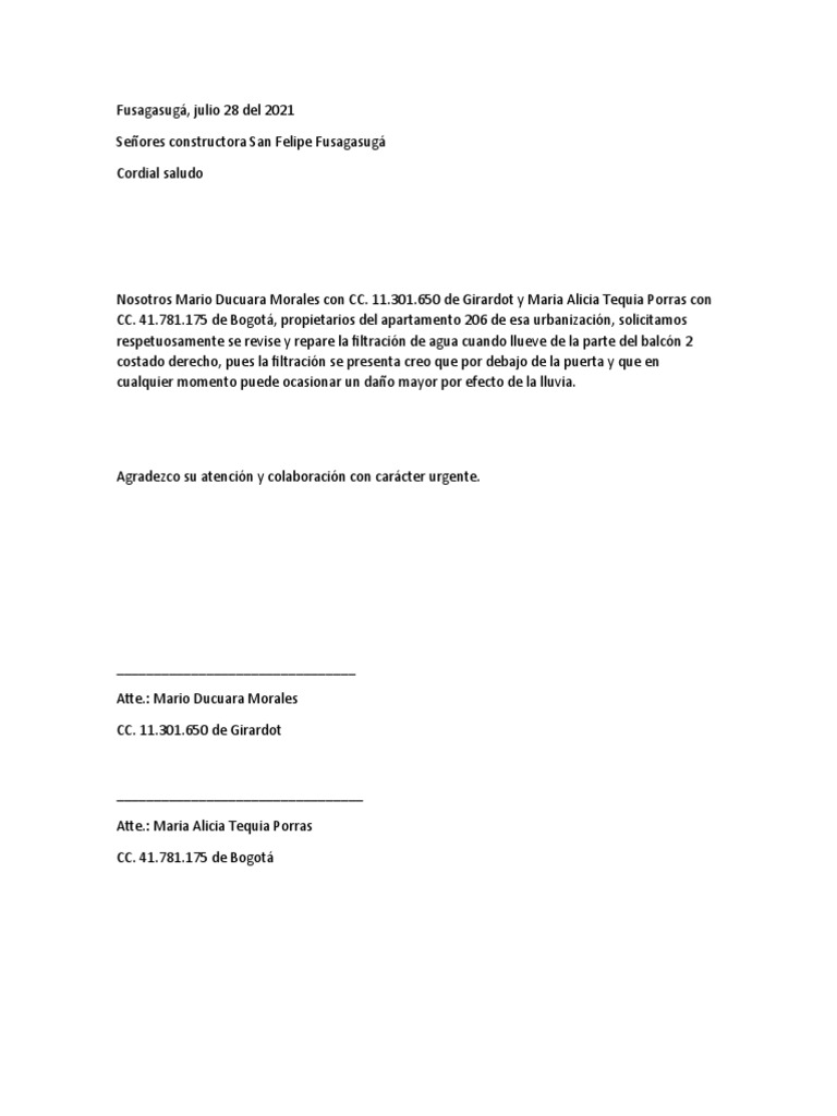 Carta Apartamento | PDF | Derecho | Tecnología