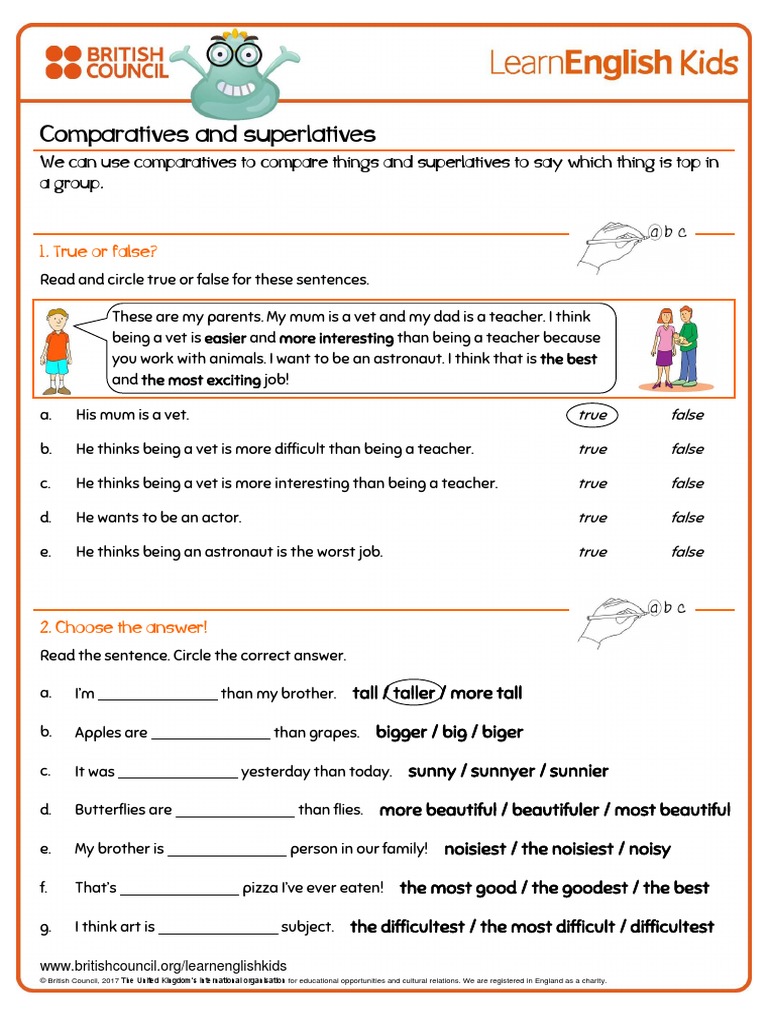 Comparatives Worksheet | PDF