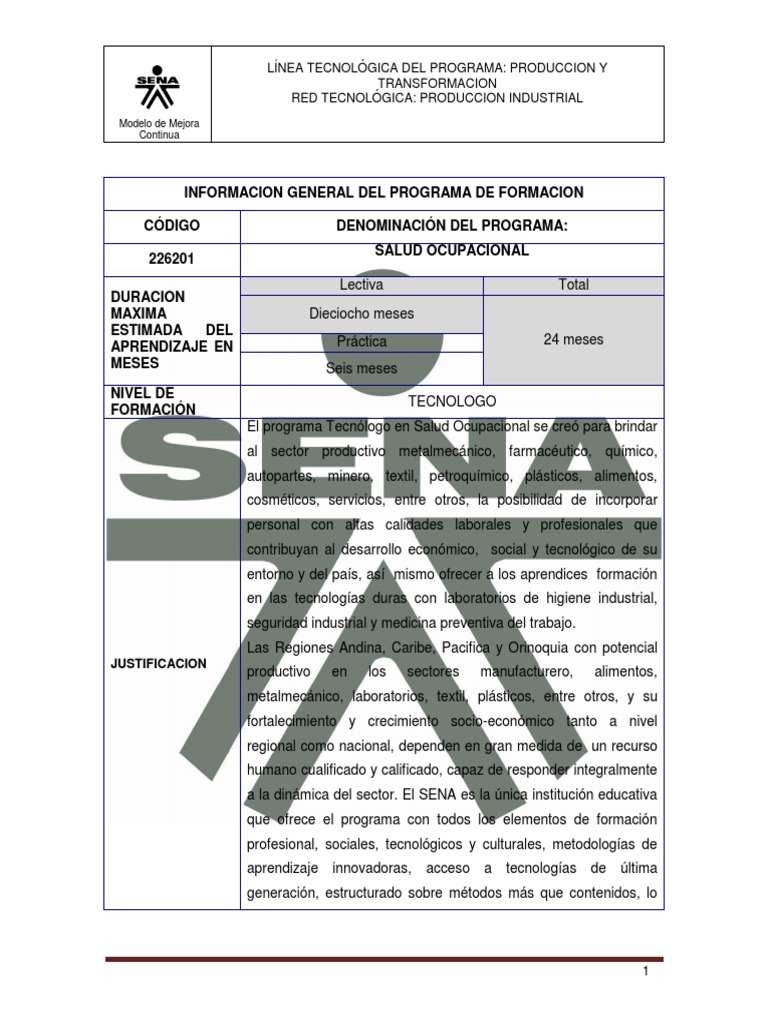 Tecnologo en Salud Ocupacional | PDF | Seguridad y salud ocupacional | Evaluación