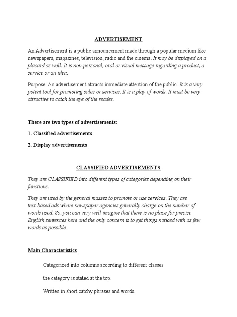 Notes Advertisements | PDF | Advertising