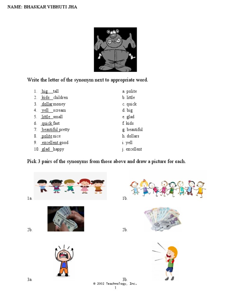 Vocabulary Worksheet | PDF