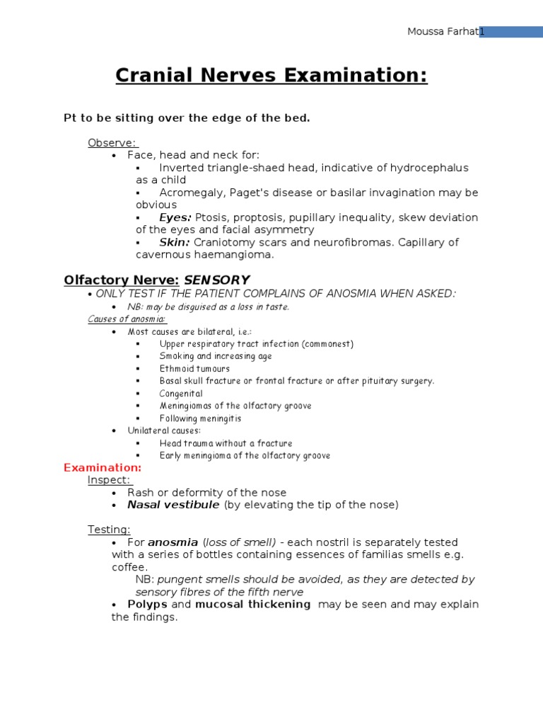 Cranial Nerve Examination Protocol | PDF | Ear | Vertigo