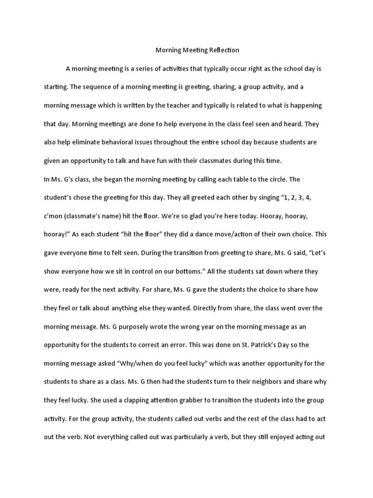 Morning Meeting Reflection Insights | PDF | Classroom | Psychology