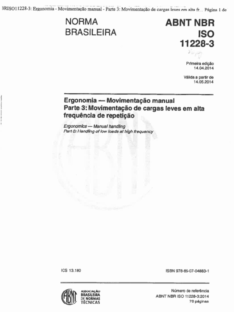 NBR Iso 11228-3 | PDF