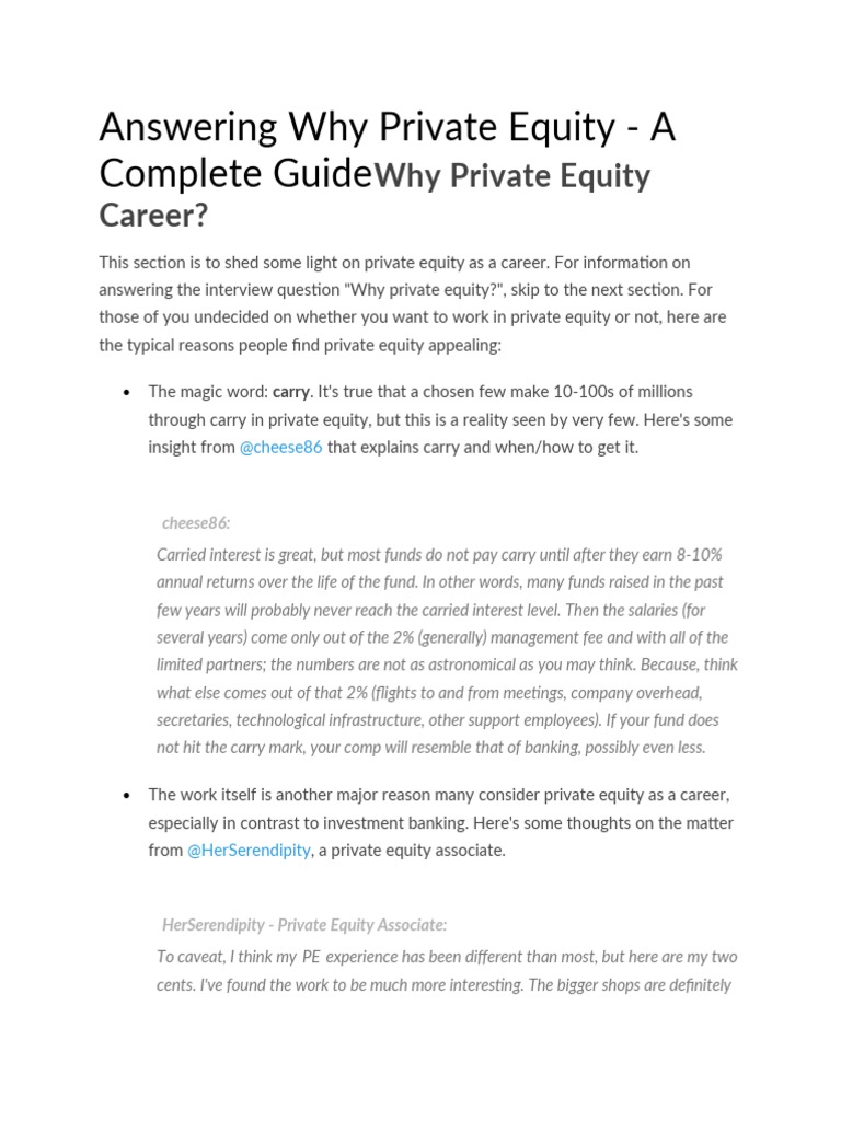 Answering Why Private Equity | PDF | Private Equity | Banks
