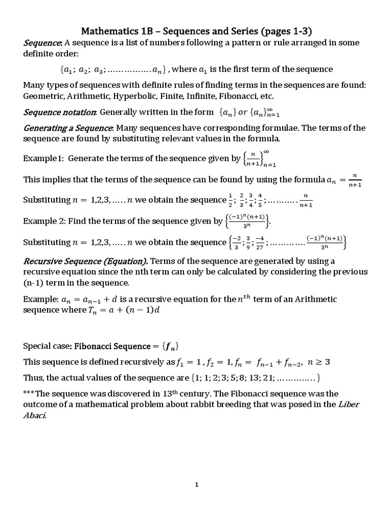 Sequences and Series in Mathematics | PDF | Sequence | Series (Mathematics)