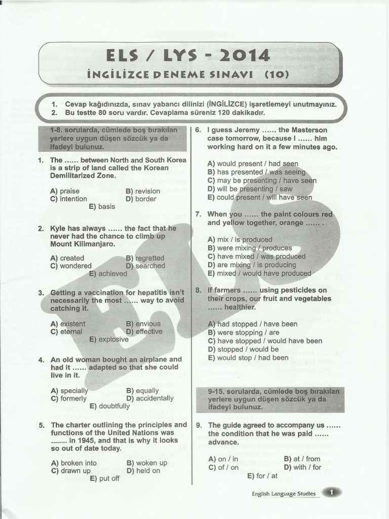 ELS Practice Exam 10 | Download Free PDF | Australians