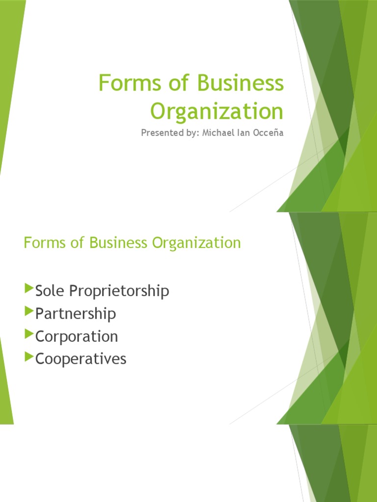 Overview of Business Organization Forms | PDF | Sole Proprietorship ...