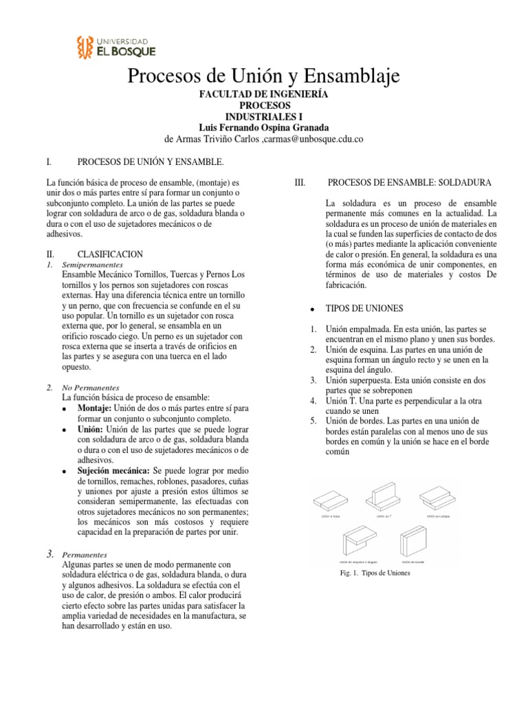 Carlos de Armas - Procesos de Union y Ensamble | PDF | Construcción ...