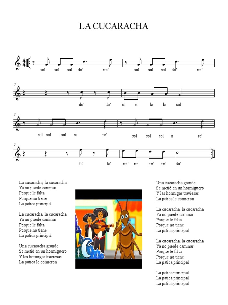 Partitura y letra de La Cucaracha | PDF | Mirmecología | Insectos