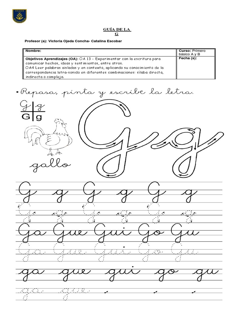 Guia Letra G | PDF