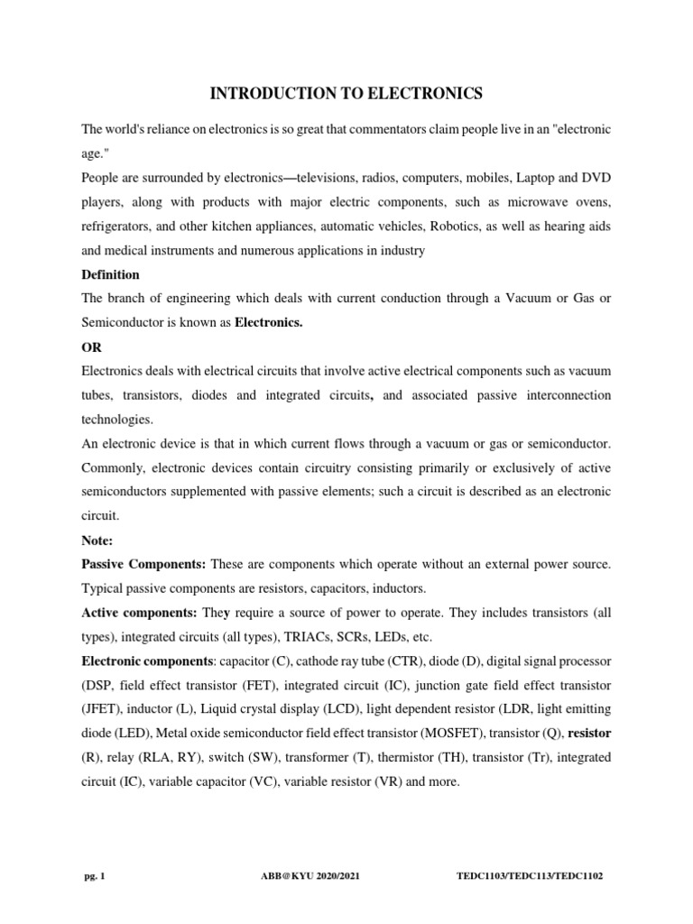 Understanding the Fundamentals of Electronics: An Introduction to ...