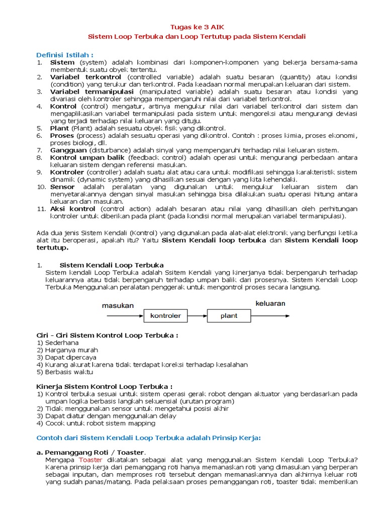 Sistem Loop Terbuka Dan Loop Tertutup Pada Sistem Kendali | PDF