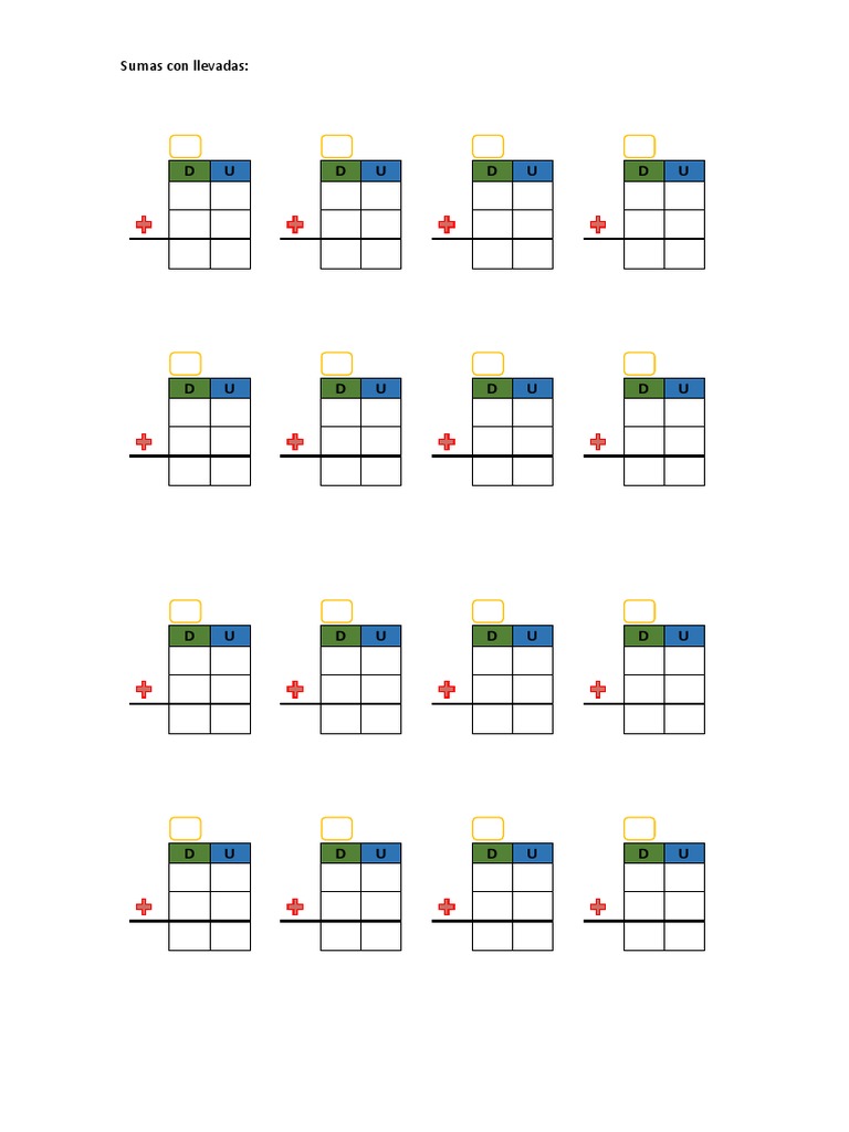 Sumas Con Llevadas Plantilla | PDF